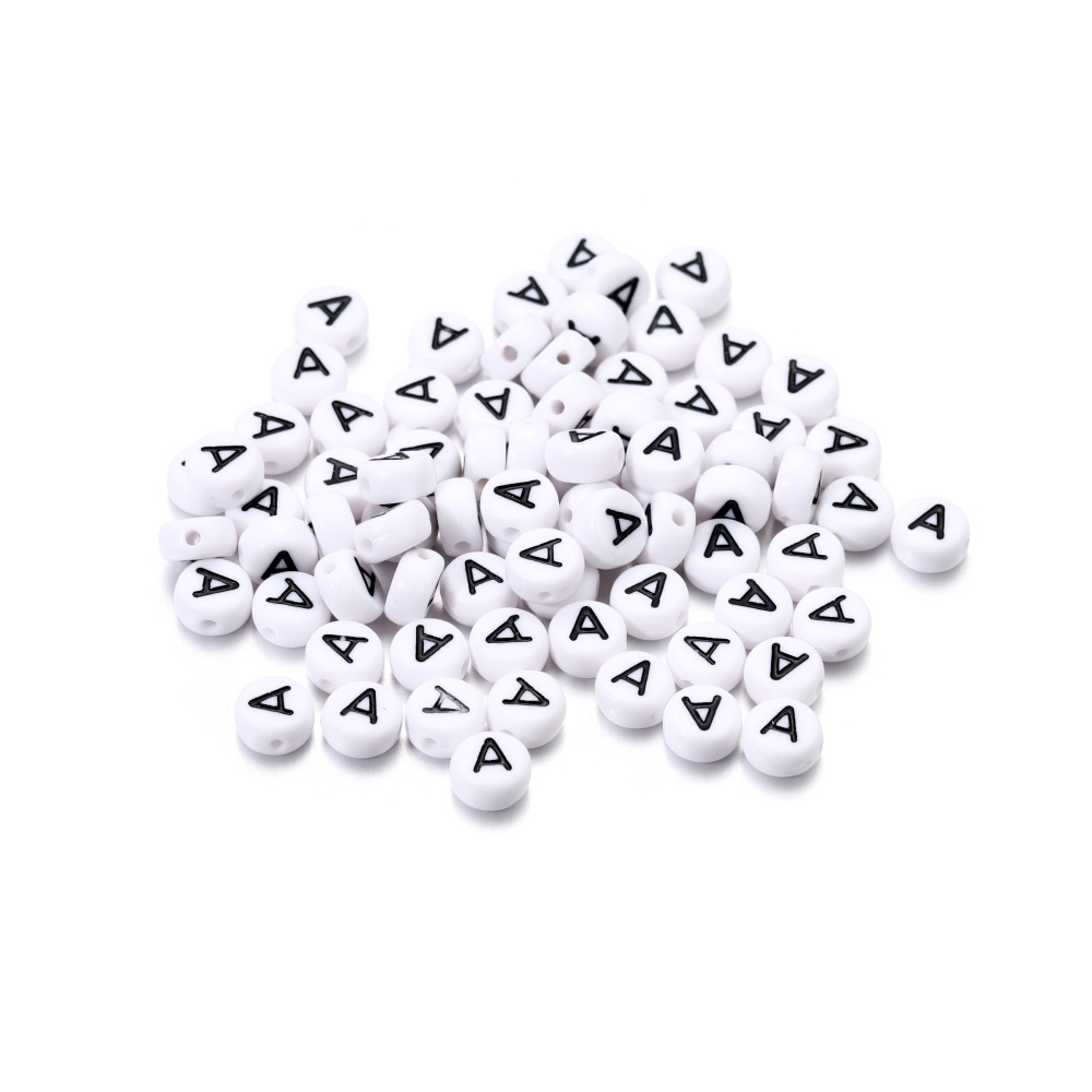 St.Kunkka 100 Pcs 4*7mm 26 A-Z letter mixed black and white letter ...