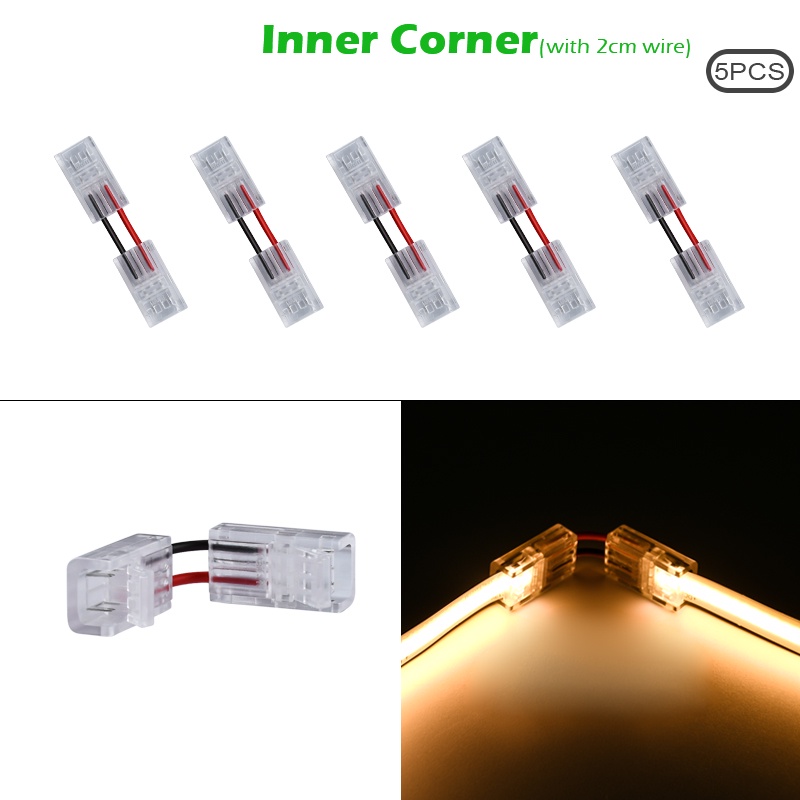5pcs 2pin COB LED Strip Connector Extension Wire Terminal LED ...