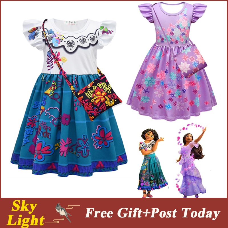 Encanto Isabel Mirabel Madrid Purple Blue Dress For Kids Girl Disney ...