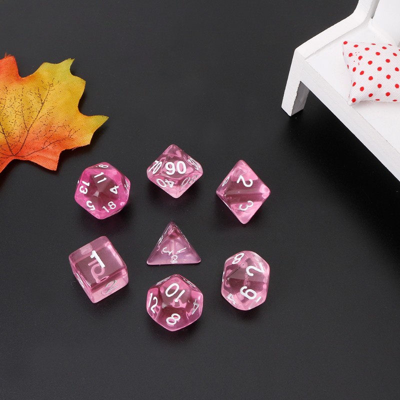 7Pcs Clear Polyhedral Game Dice For Dragon Pathfinder D20 D12 2xD10 D8 ...