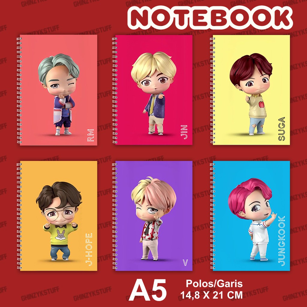 Notebook A5 (14.8X21Cm) KPOP BT21 BTS V Taehyung Jungkook KPOP ...