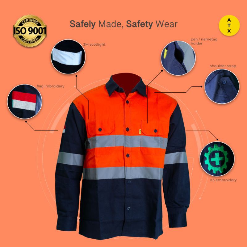 Wearpack Safety Long Sleeve Work Clothes Combination Orange Navy ATX ...
