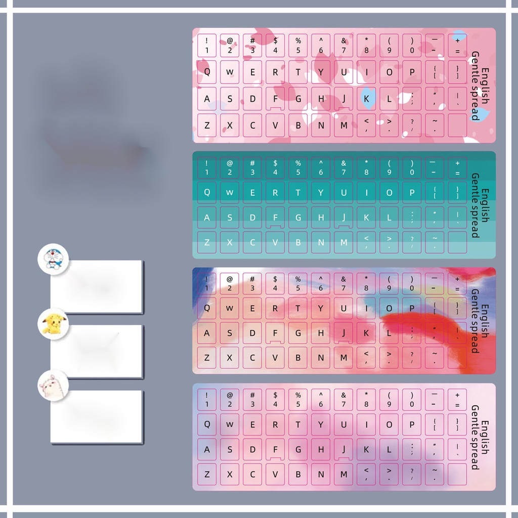 Notebook English Keyboard Sticker Macaron Color Button Sticker For ...