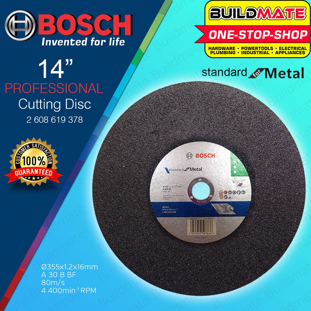 BOSCH Cutting Disc for Metal Standard Single Ply 14 Inch for Chop Saw Cut Off Machine 2608619378 ...