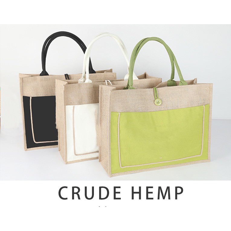 Abaca Tote Bag Linen Jute Burlap Hemp Shoulder Bag INS Fashion Plain ...