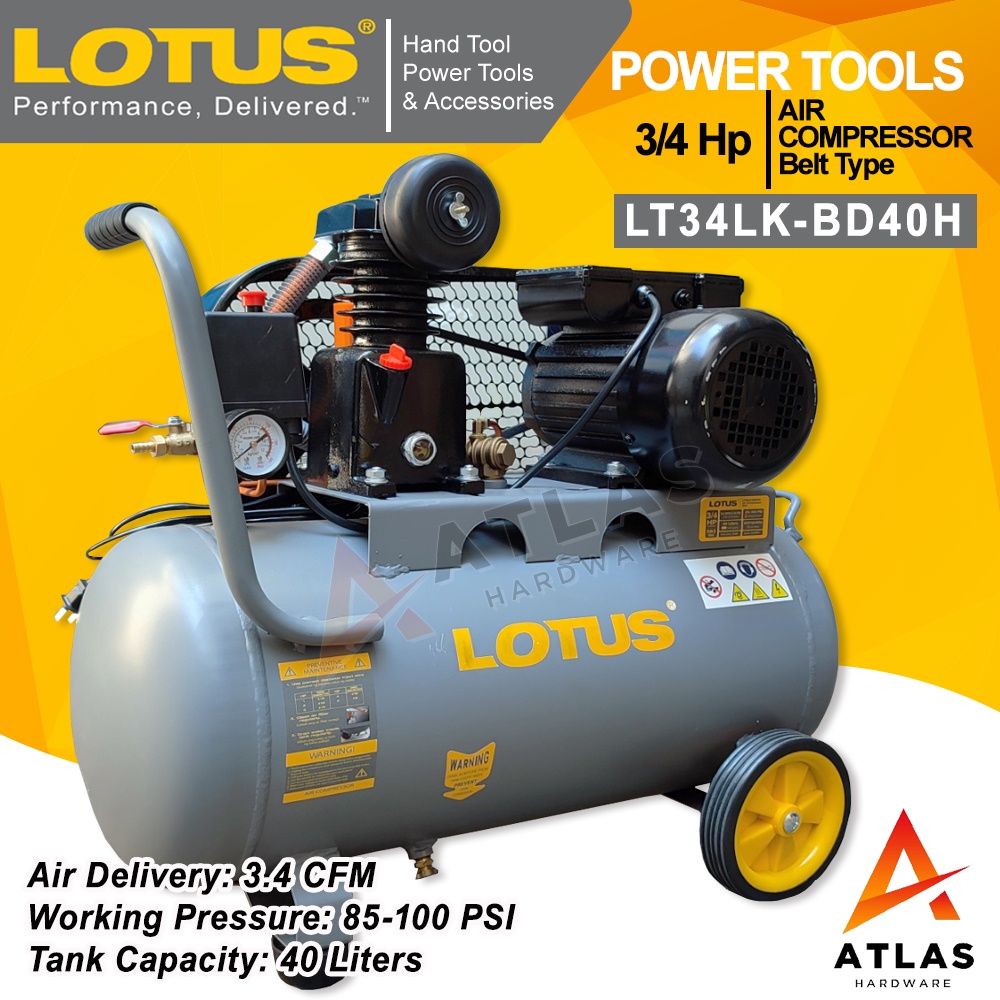 Lotus Air Compressor Belt Type 3/4Hp 40Liters (LT34LK-BD40H) | Shopee ...