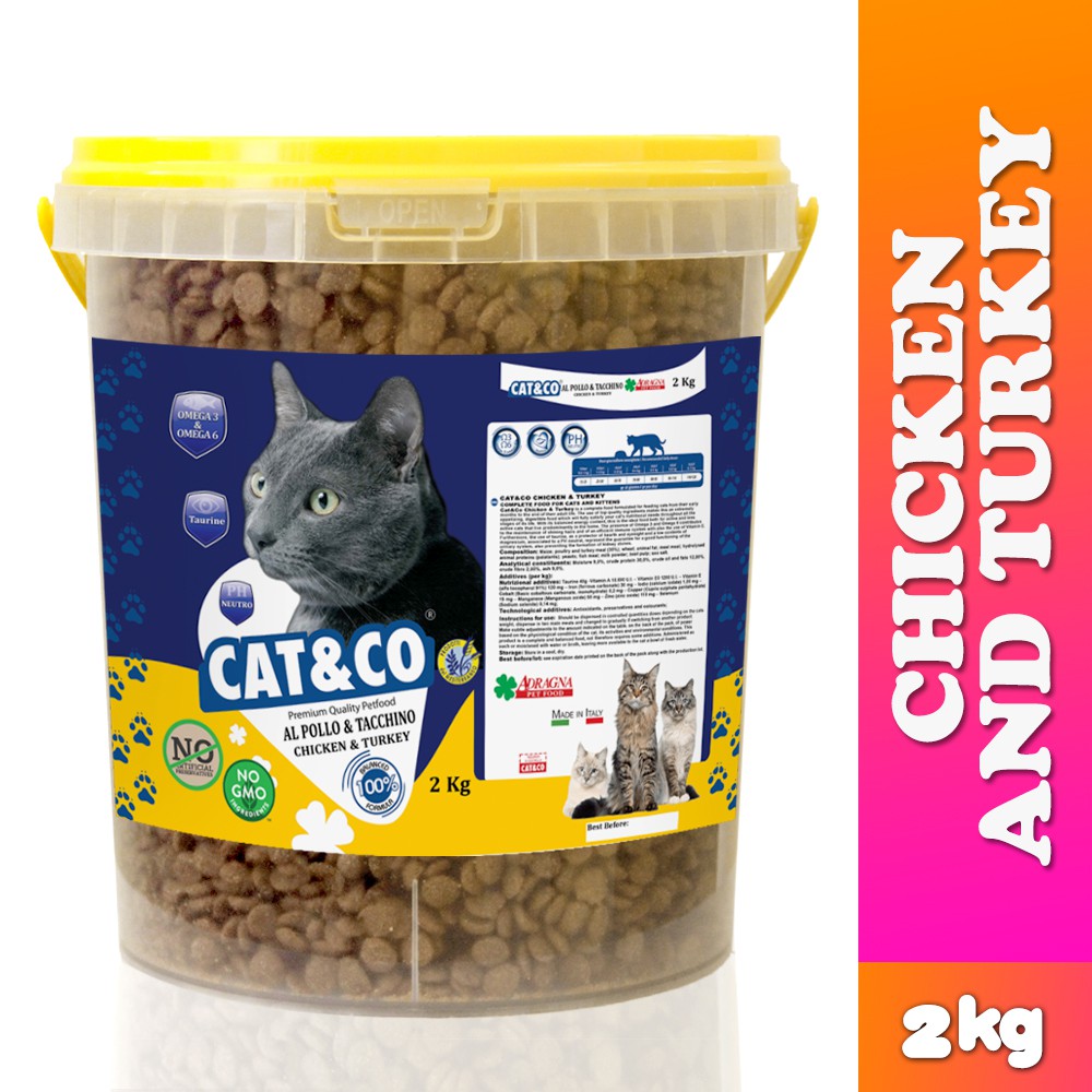 Cat & Co Premium Cat Food Chicken and Turkey 2kg Made in Italy Cat ...