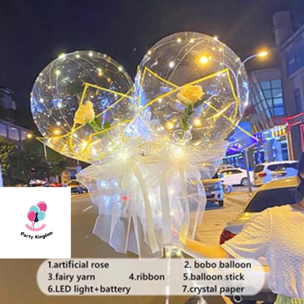 Bobo Balloon Set Rose Bouquet Valentine's LED Lights Gift Anniversary ...