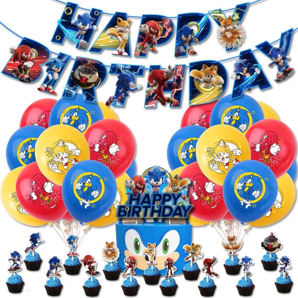 Sonic The Hedgehog Theme Party Decoration Set Happy Birthday Banner ...
