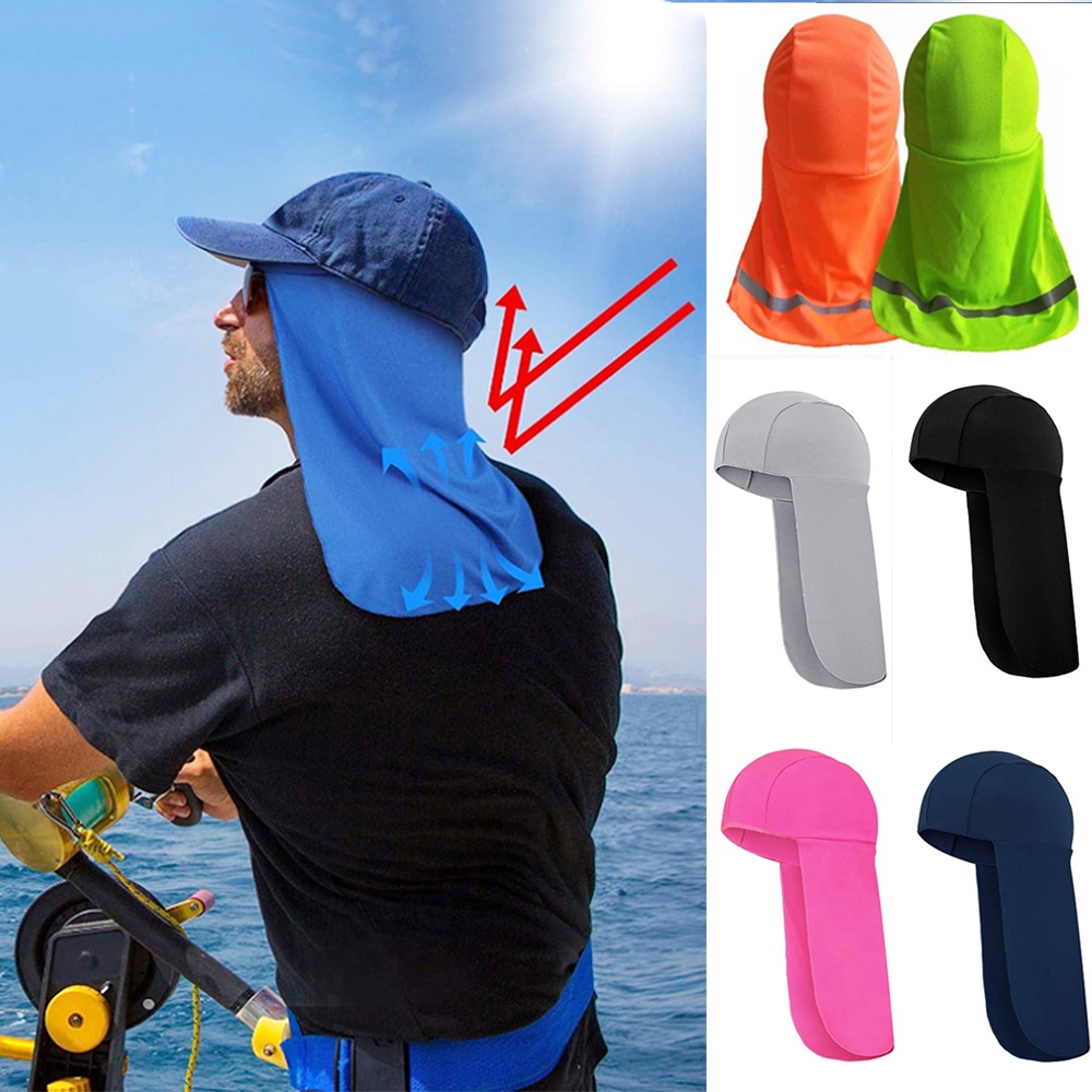 Cooling Cap Elastic Sun Shade Hat With Neck Shield Hard Cap Neck Cover ...