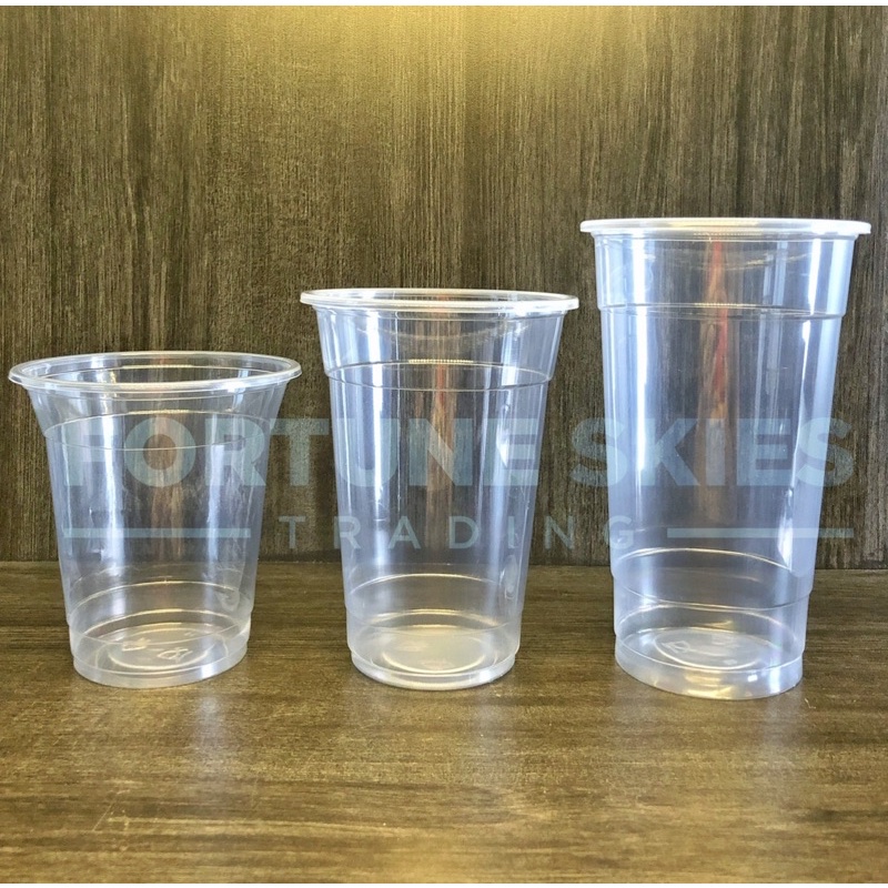 (100 Pc) - PP Y Plastic CUPS, Milktea Cups, Juice Cups- flat, dome ...