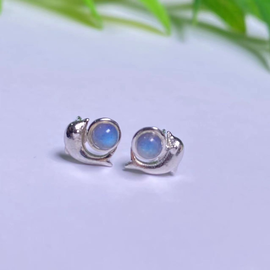 Natural Moonstone Dolphin Style Earrings Girls Classy Simple | Shopee ...