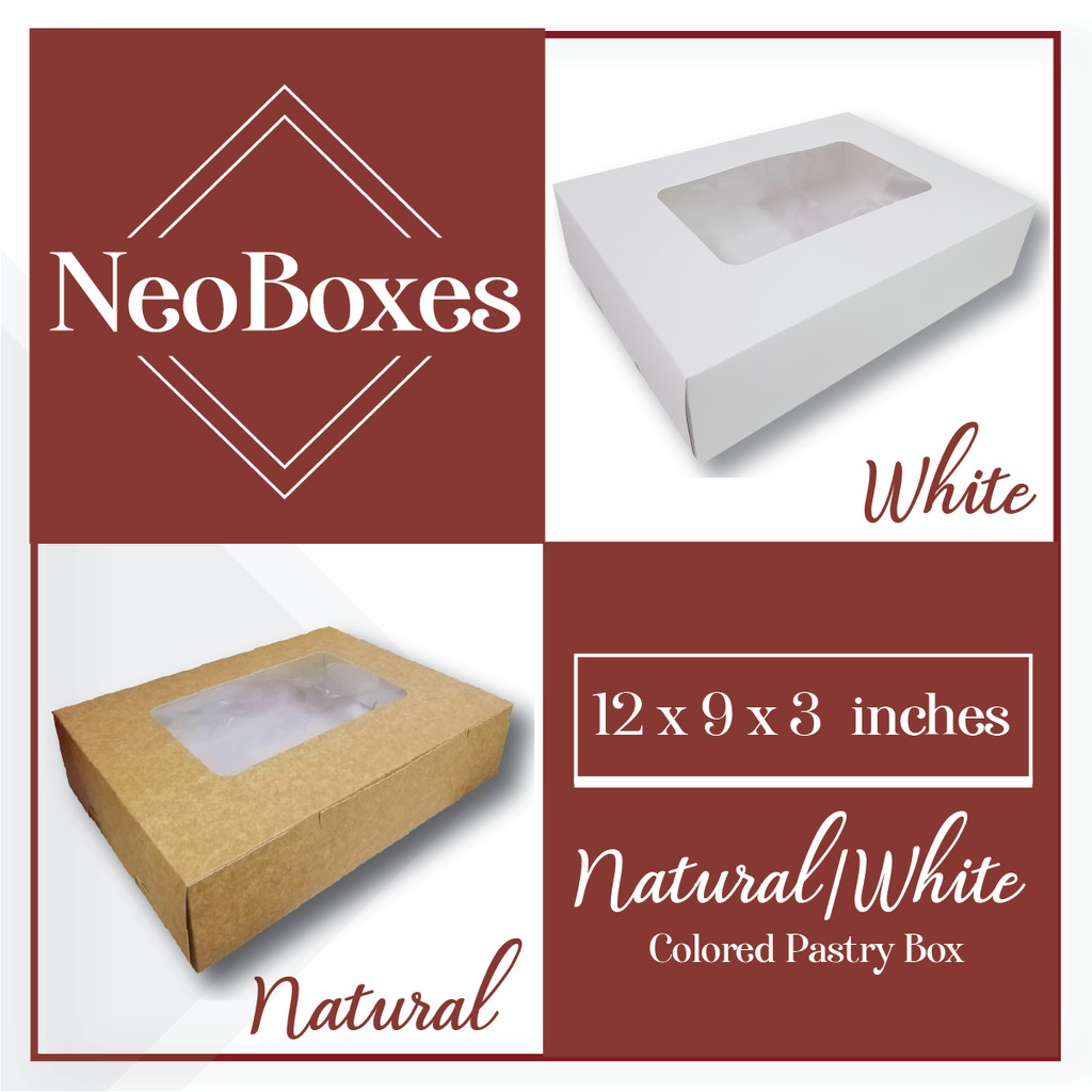 NeoBoxes | 12x9x3" White and Natural Pastry Box, 20s | Shopee Philippines
