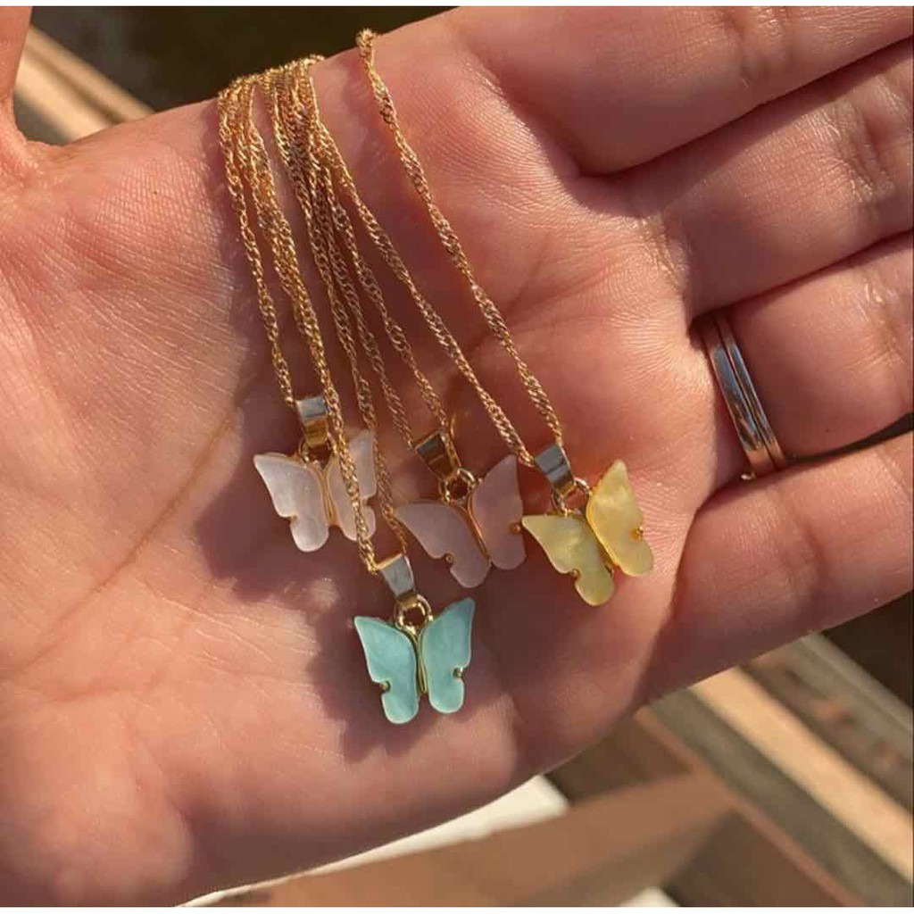 [Kissy] Color Butterfly Rainbow Earrings Necklace Acrylic Color ...