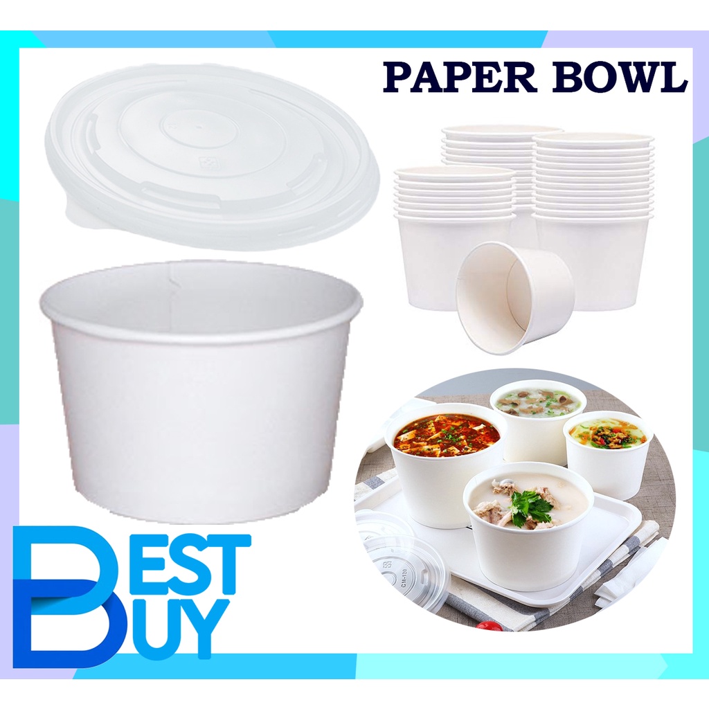 50pcs. PAPER BOWL (with Lid/cover) 1000cc 850cc 750cc 520cc 390cc 320cc ...