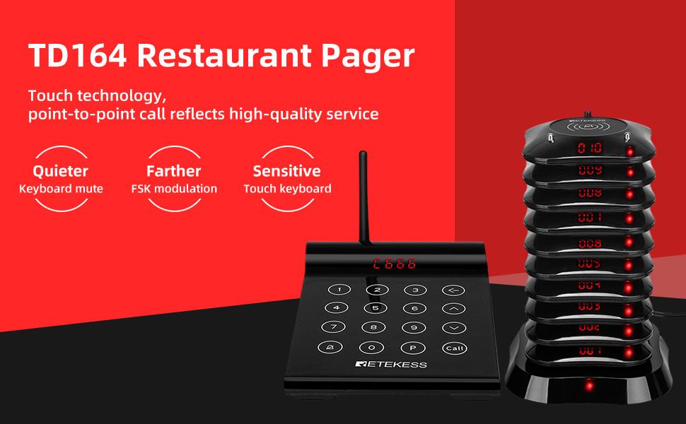 Retekess TD164 Wireless Long Range Paging System Coaster Pager for ...