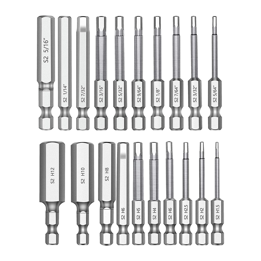 20Pcs Hex Head Allen Wrench Screwdriver Bits 60mm Long, S2 Steel Hex ...