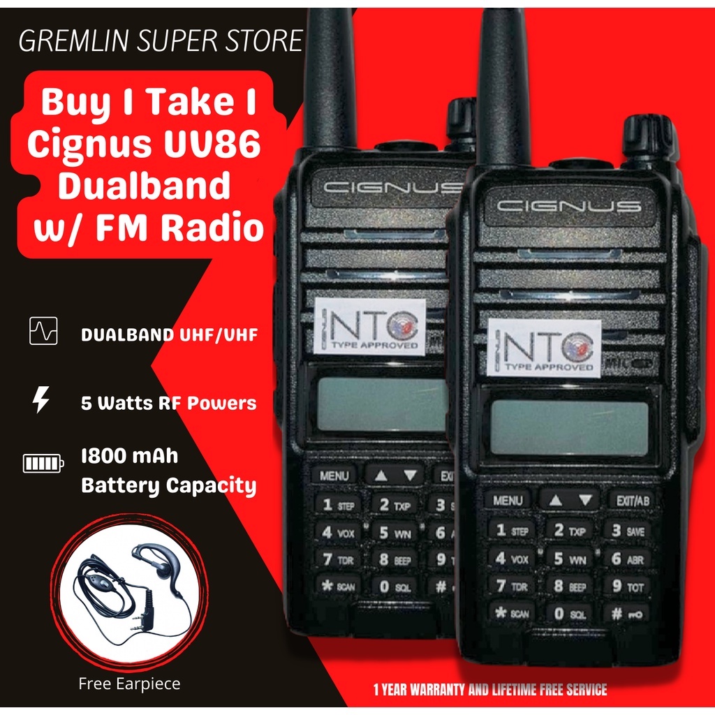 PROMO BUY 1 TAKE 1 Cignus UV86 Dualband with FM RADIO portable two way ...