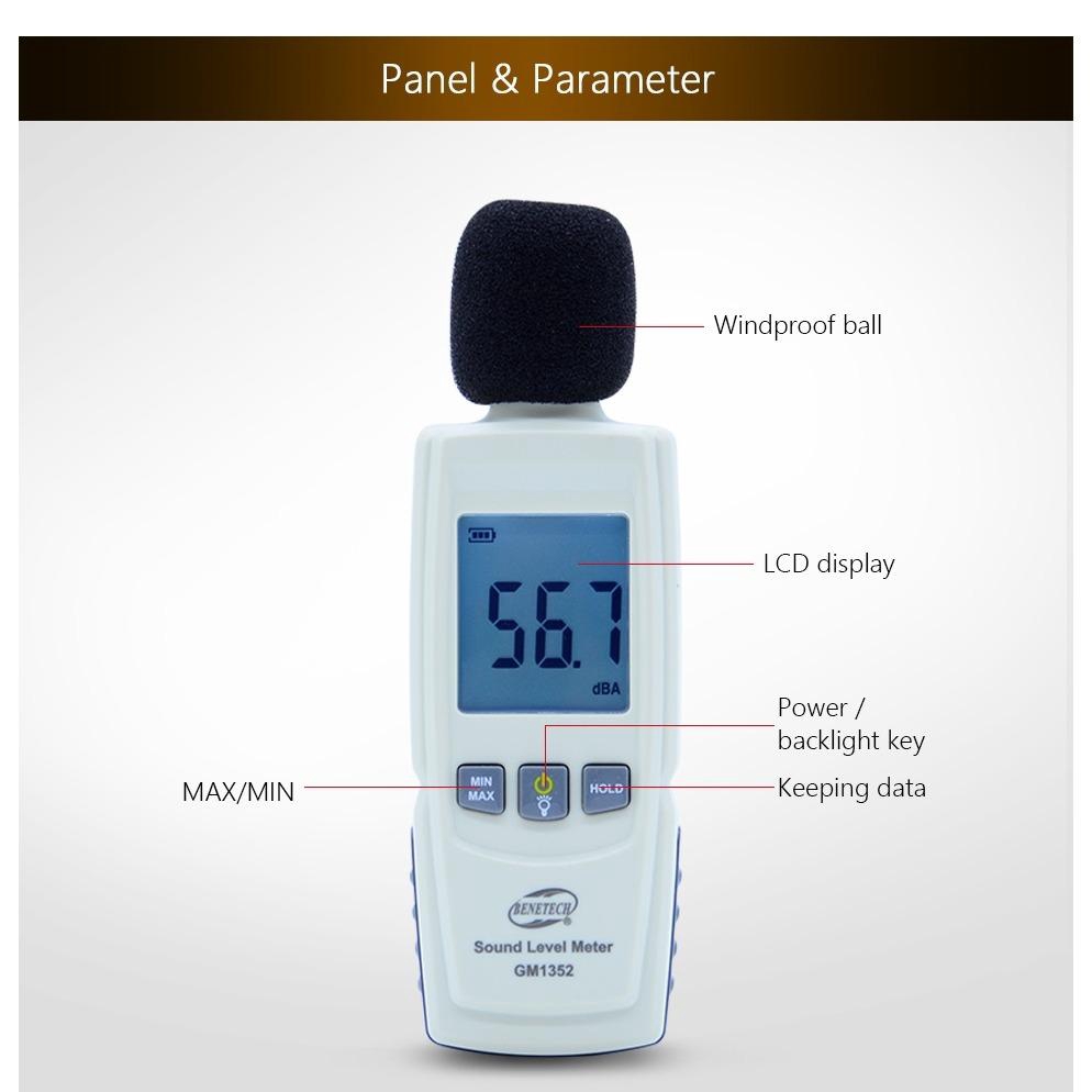 Benetech GM1352 Digital Sound Noise Decibel Level Meter 30-130dB with ...