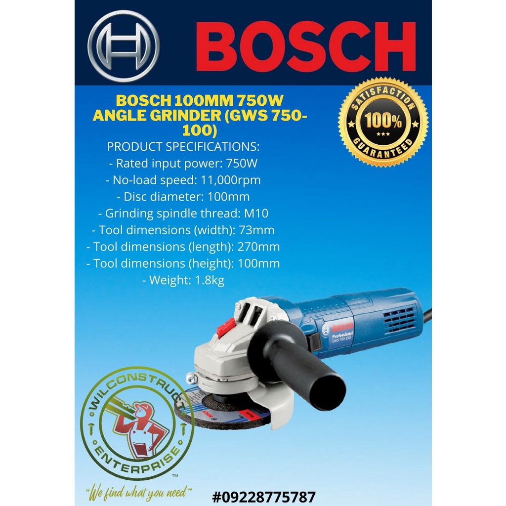 BOSCH 100mm 750W Angle Grinder (GWS 750-100) | Shopee Philippines