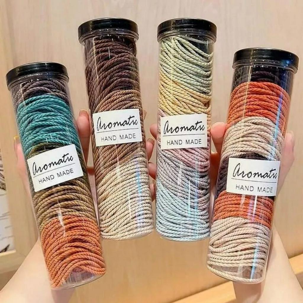 Box of 100 Korean elastic rubber hair ties for multiple use | Shopee ...