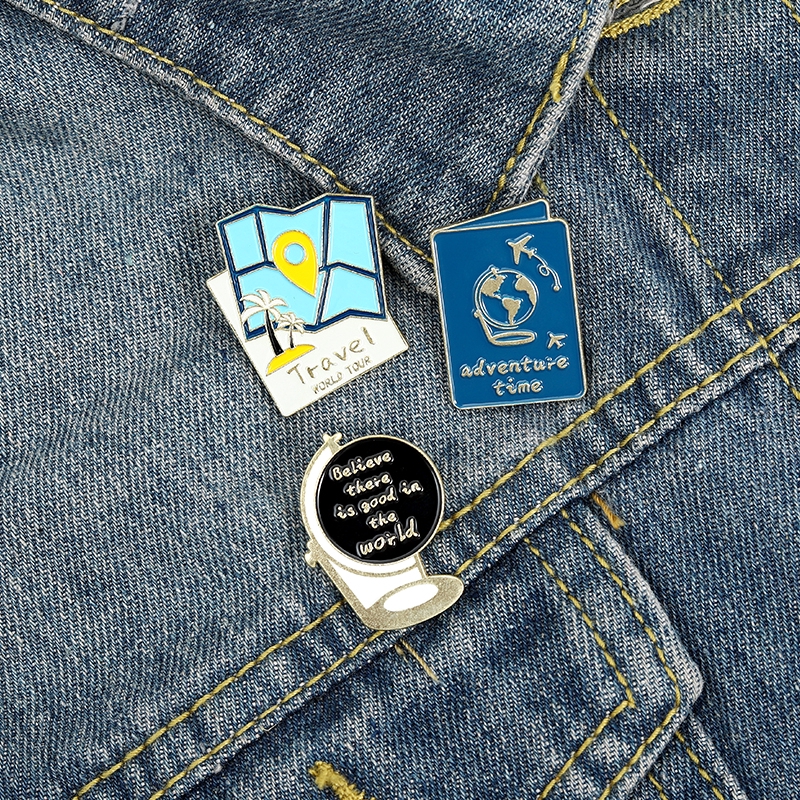 Travel Jewelry Adventure Outdoor Tourism Brooch Pin Passport Map Badge ...