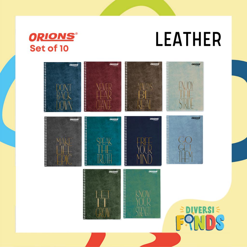 Orions LEATHER DESIGN SPIRAL Notebook W/Plastic Jacket 80lvs- Set of 3, 6, 10 | Shopee Philippines