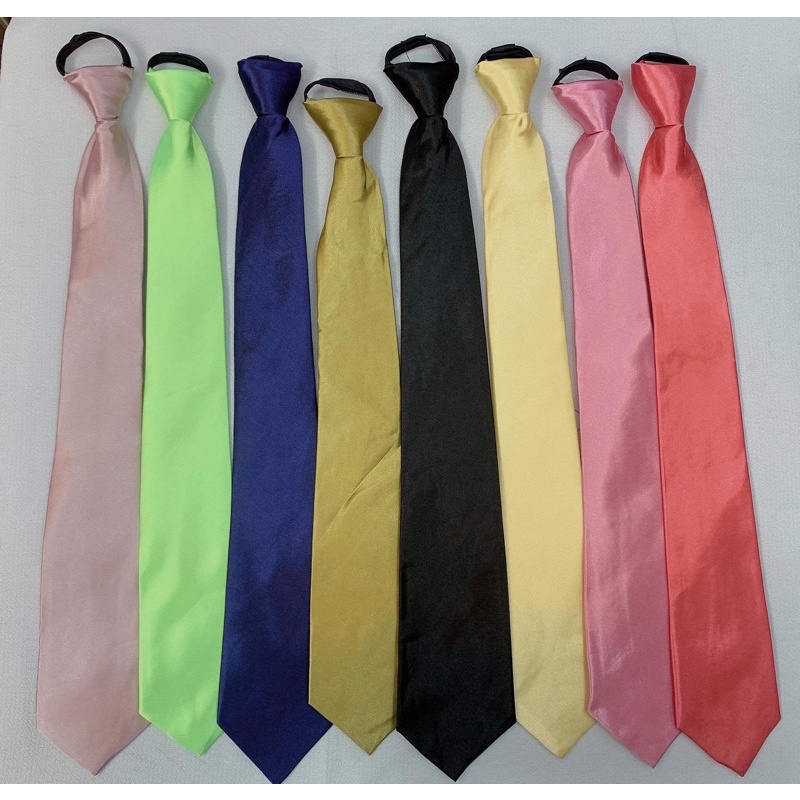 fashion men’s plain necktie w/zipper ready to wear | Shopee Philippines