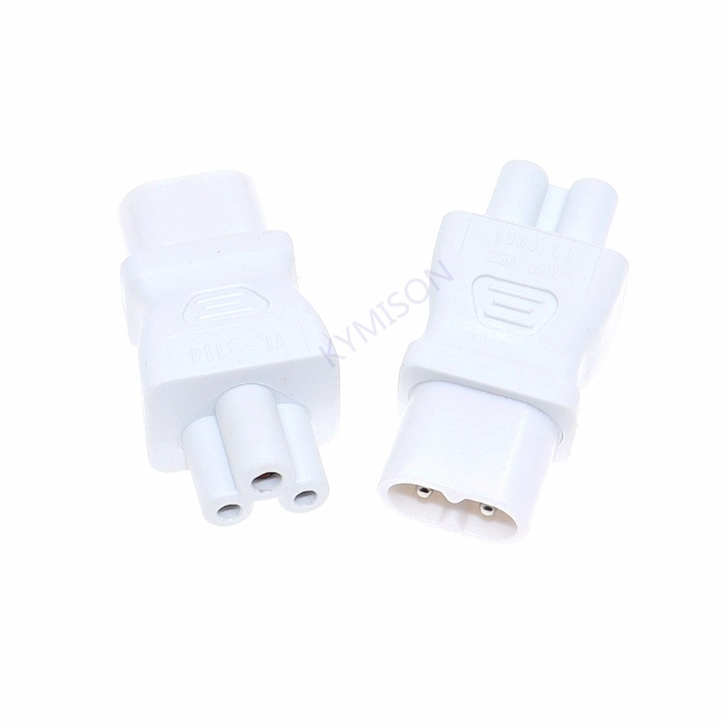 White IEC 320 C5 to C8 Power Adapter, IEC 320 3 Pole Female to 2 pole ...