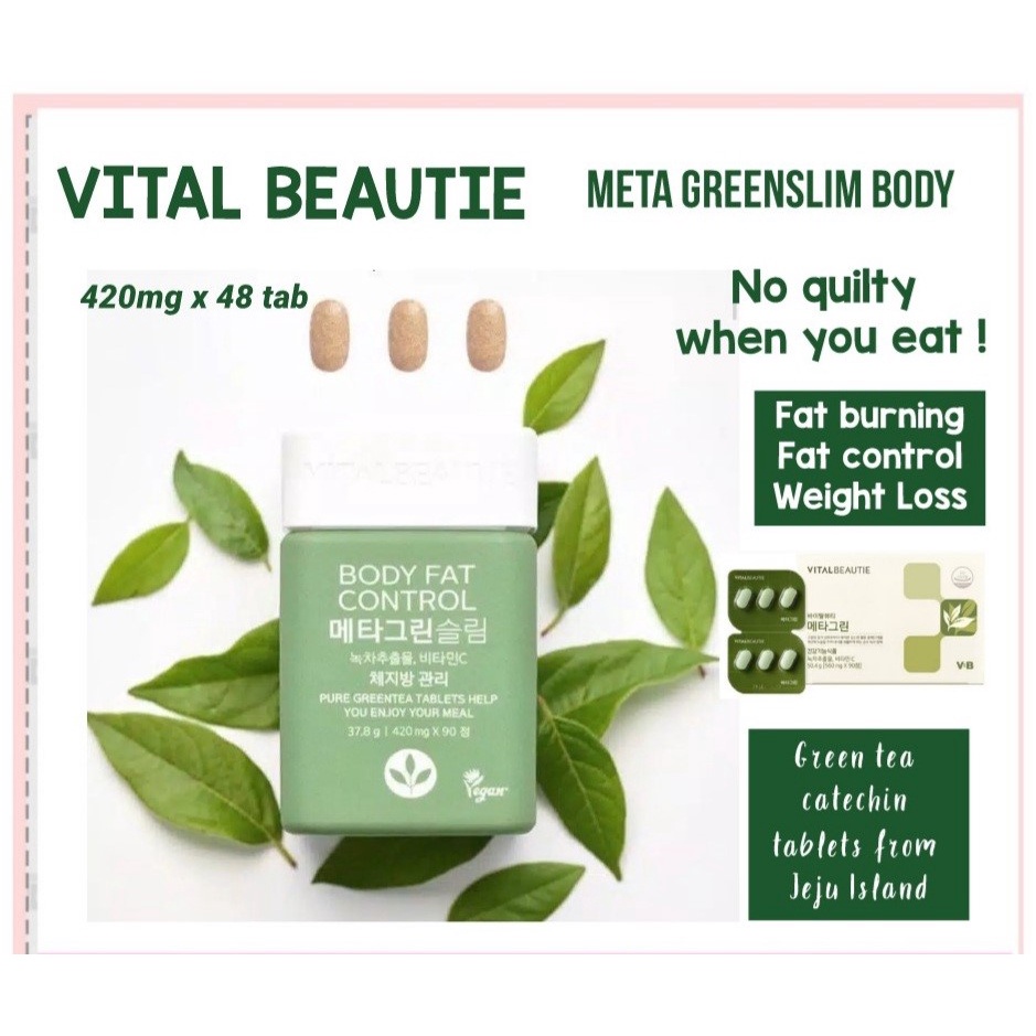 VITAL BEAUTIE META GREEN SLIM 90 TABLETS Diet Body Fat Control Weight ...