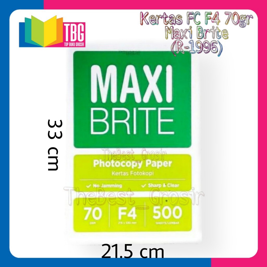 1 RIM (500 SHEETS) COPY F4 70GR MAXI BRITE PHOTO PAPER / WHITE FOLIO ...