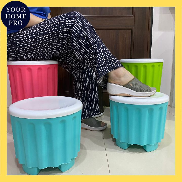 Storage Stool Ottoman Plastic Stackable Storage Box Footstool Seat ...