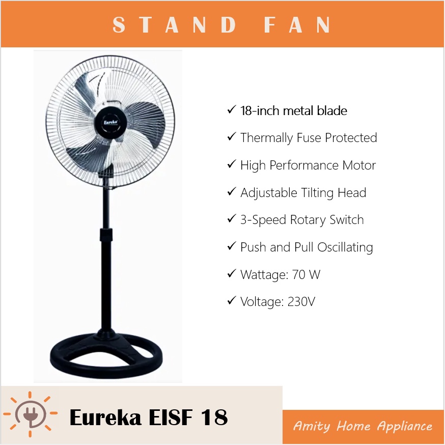 Eureka Industrial Stand Fan 18" Metal Blade 18-inch Electric Fan EISF18 ...