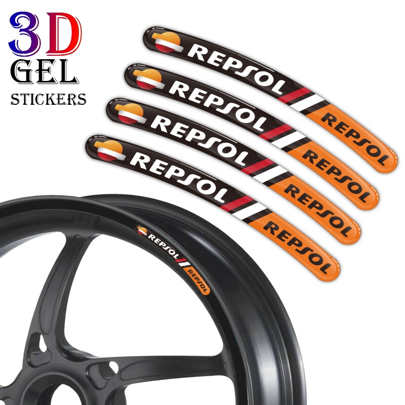 8 pcs/lot 3D gel motorcycle wheel rim strip decal car sticker for ...