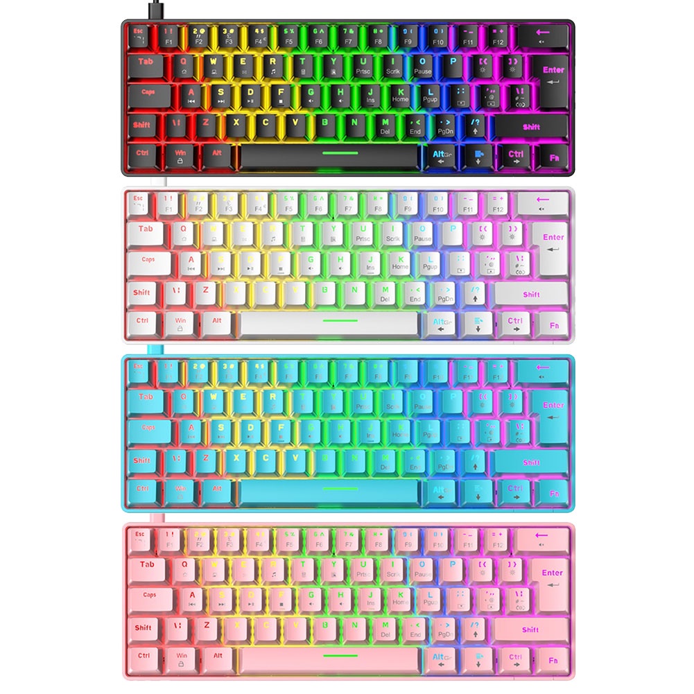 Gaming Mechanical Keyboard Blue Switch 62 Keys USB Type C Wired ...