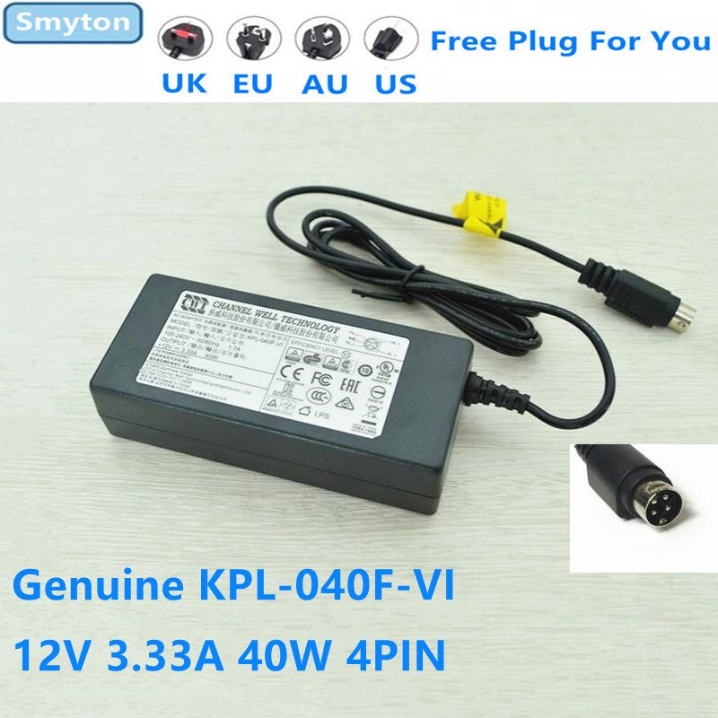 Genuine 12V 3.33A 40W 4PIN KPL-040F-VI KPL-040F Power Supply AC Adapter For HIKVISION Video ...