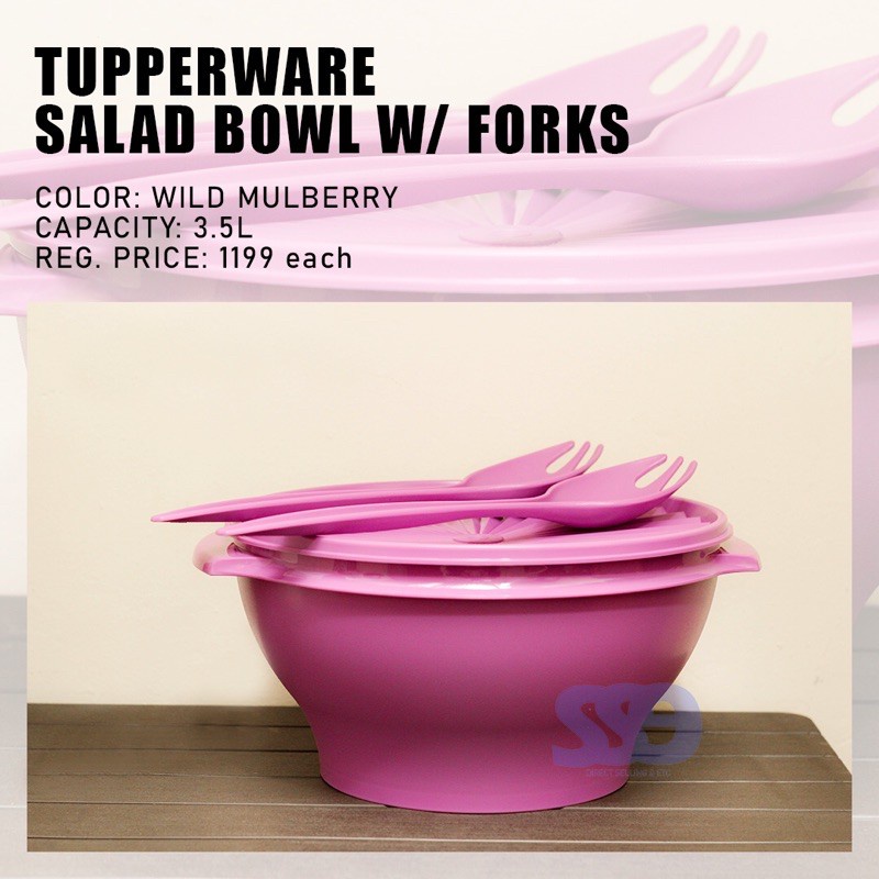 3.5L Tupperware large salad bowl w/forks servingware food storage food ...