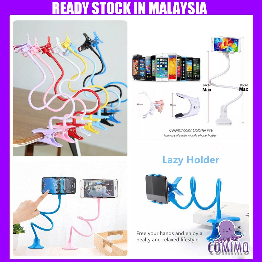 Universal 360 Clip Lazy Bed Desktop Stand Mount Car Holder Phone Long ... Universal 360 Clip Lazy Bed Desktop Stand Mount Car Holder Phone Long ...