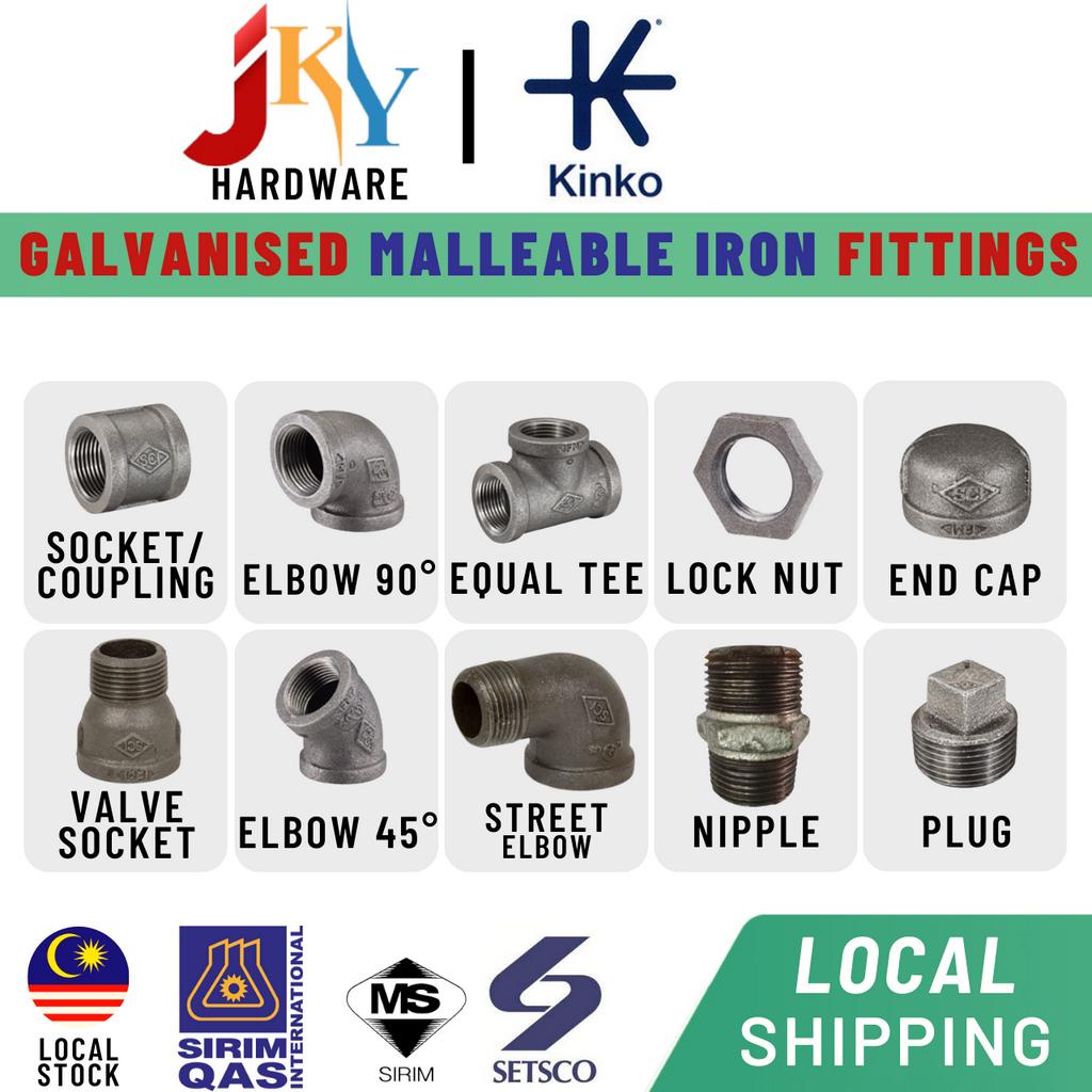 GI Fittings Galvanized Malleable Iron Besi 1/2" 3/4" 1" Street Elbow Valve Socket Nipple Tee End ...