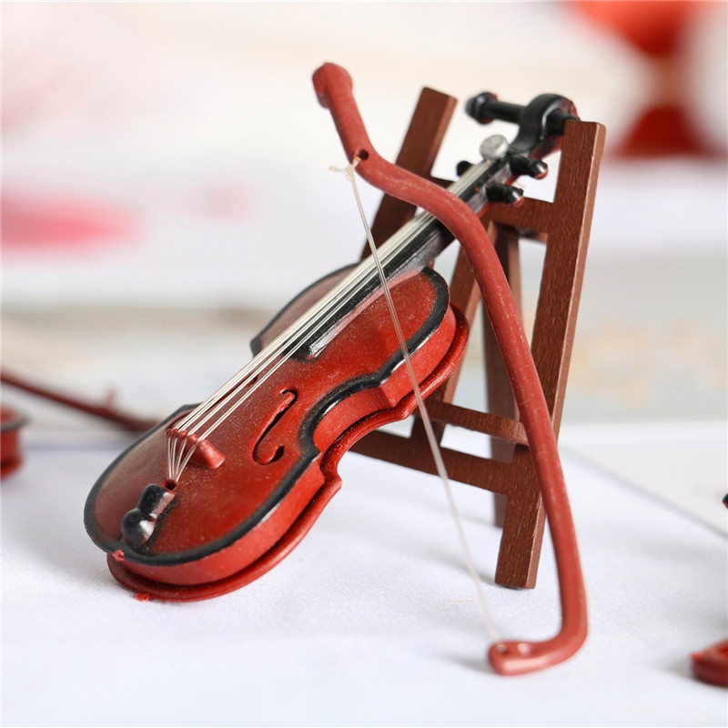 Dollhouse Mini Miniature world violin instrument scene model shooting ...