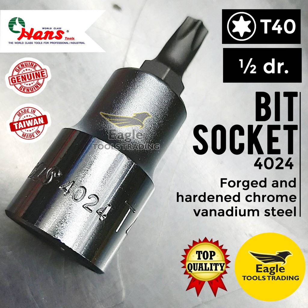 Hans 1/2 inch Drive Bit Socket 4024 T40 | Screwdriver and Hex Bit ...