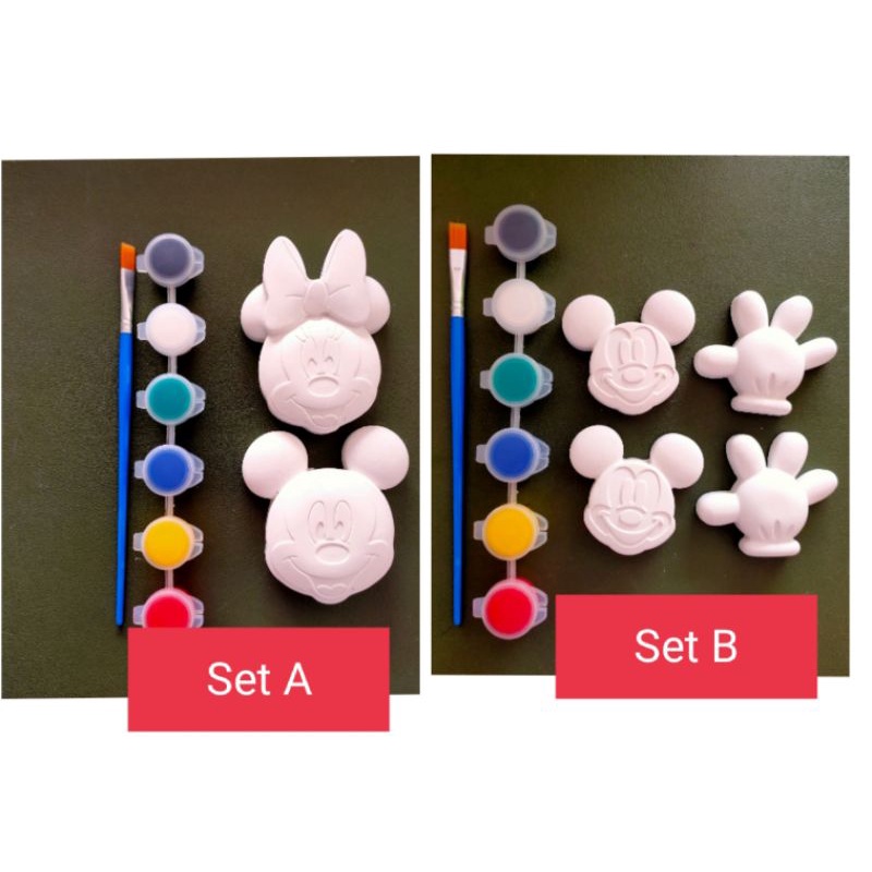 MICKEY AND MINNIE MOUSE PLASTER PAINT SET (WITH MAGNETS) IN POUCH ...