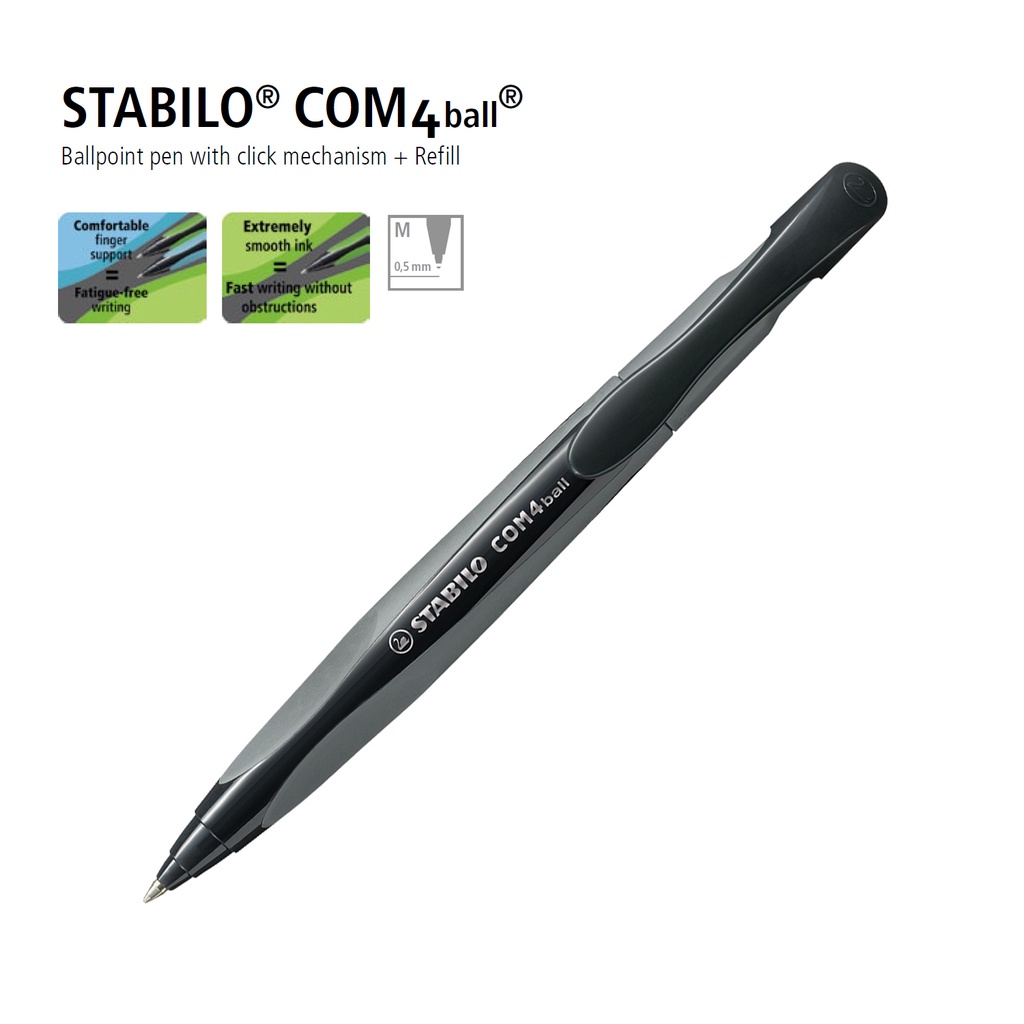 STABILO Com4Ball Com4Gel - Ballpoint Gel Pen Ballpen Black, Blue, Red ...
