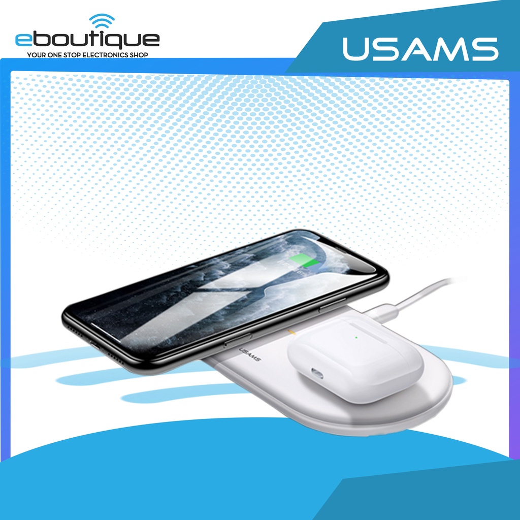 USAMS Fast Charging Dual Coil Wireless Charger For Android iPhone (Us ...