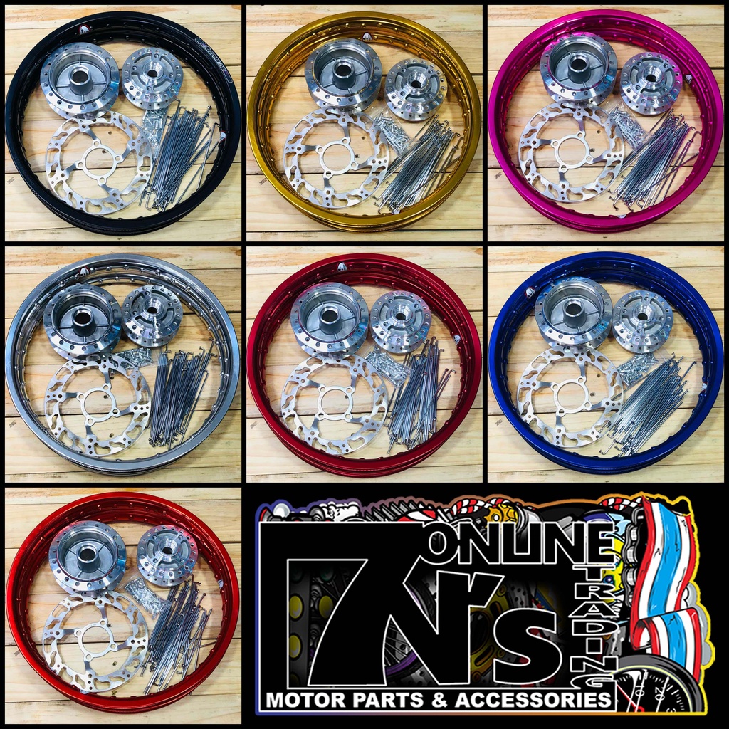 7N's ALLOY RIMSET SILVER Rios(Rim + Hub + Disc + Rios) 17x1.4 Front ...