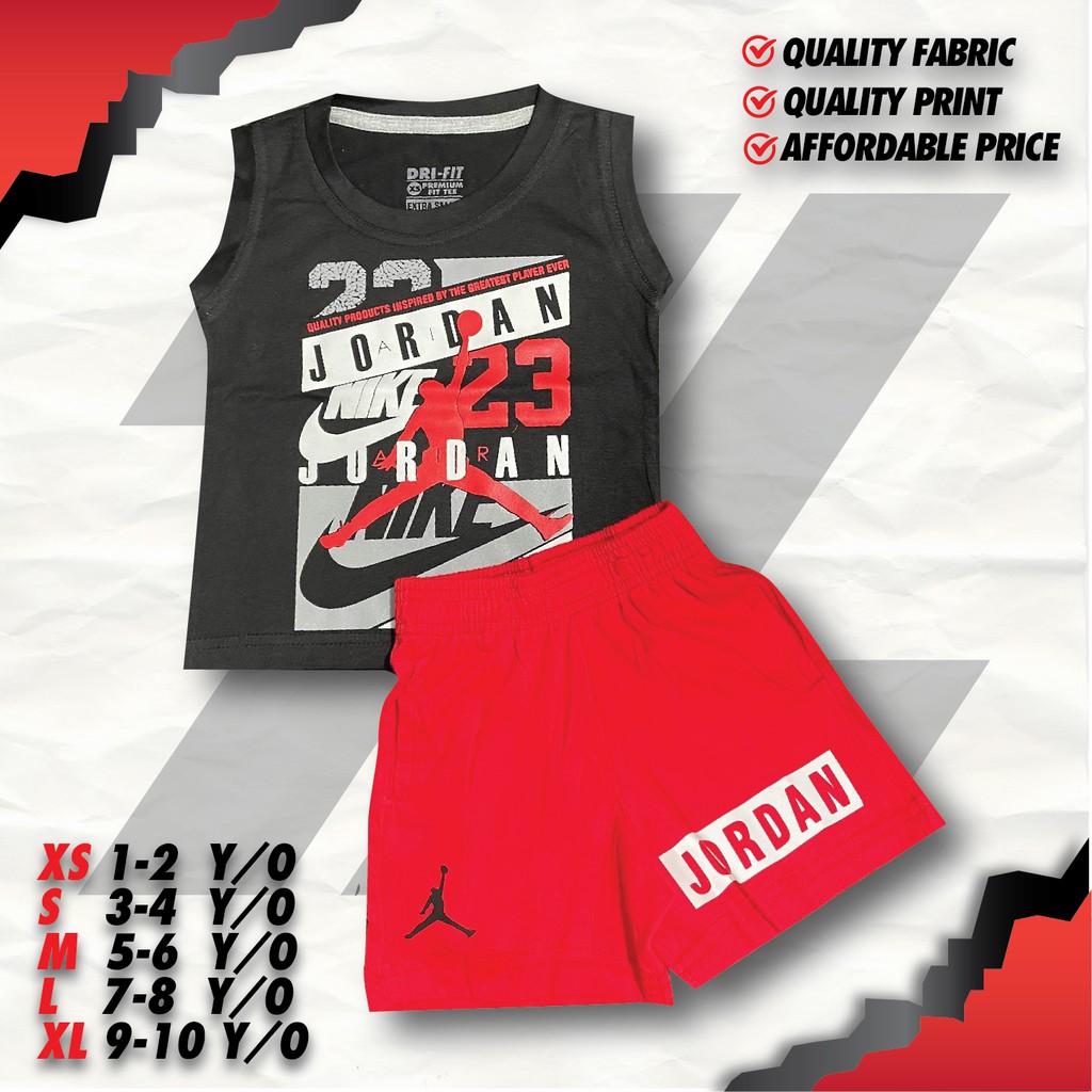 COTTON TERNO OOTD INSPIRED KIDS TERNO BLACK SANDO AND RED COTTON SHORTS ...