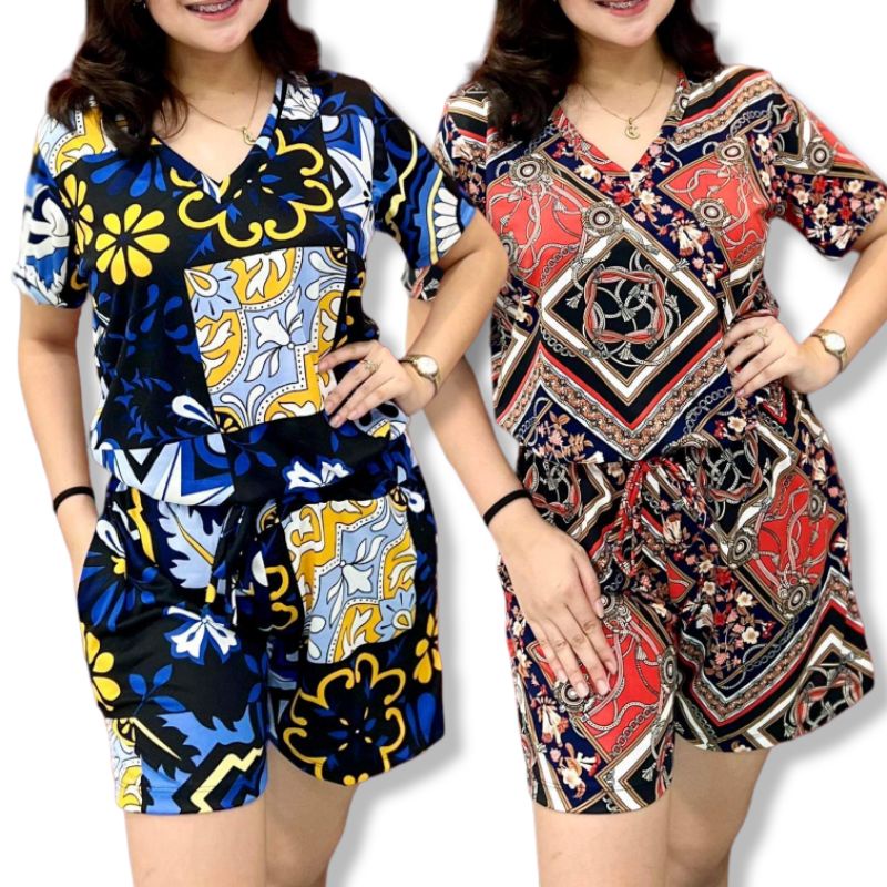 LADIES V-NECK TERNO SHORTS | VNECK TERNO | Shopee Philippines