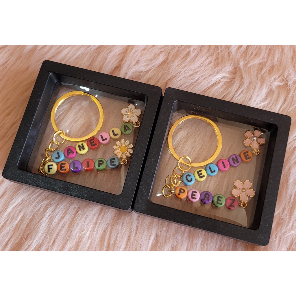 Cute Personalized Keychains (2 NAMES) with Box Key Holder/ Customized ...