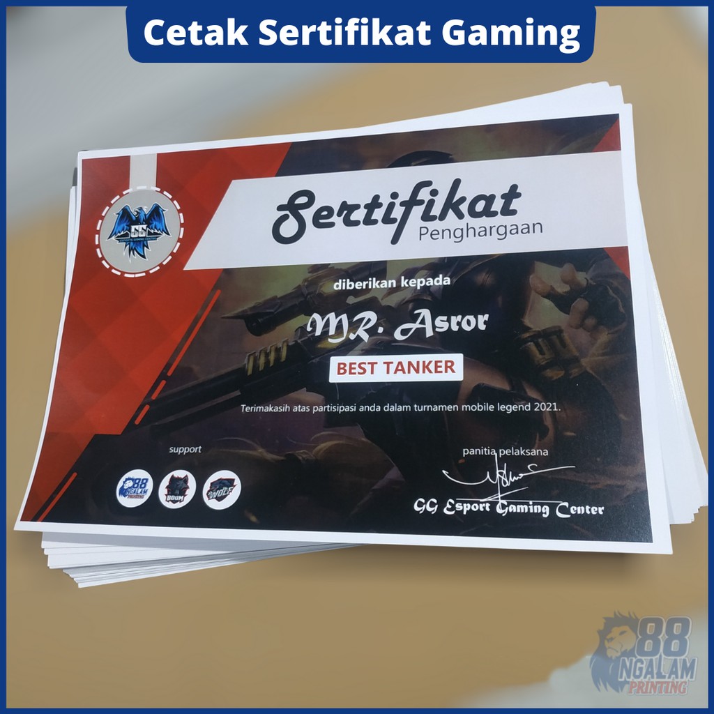 Custom Print Gaming Certificate/Print Tournament Certificate Award ...