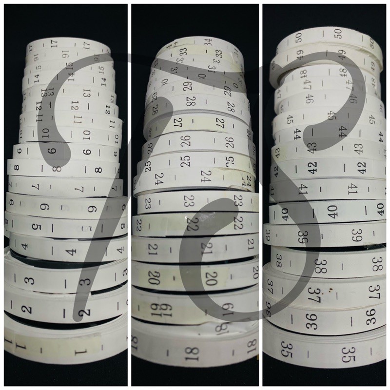 Clothing Size Tags / Label each roll 320 pcs Labe l Baju 1 to 50 ...